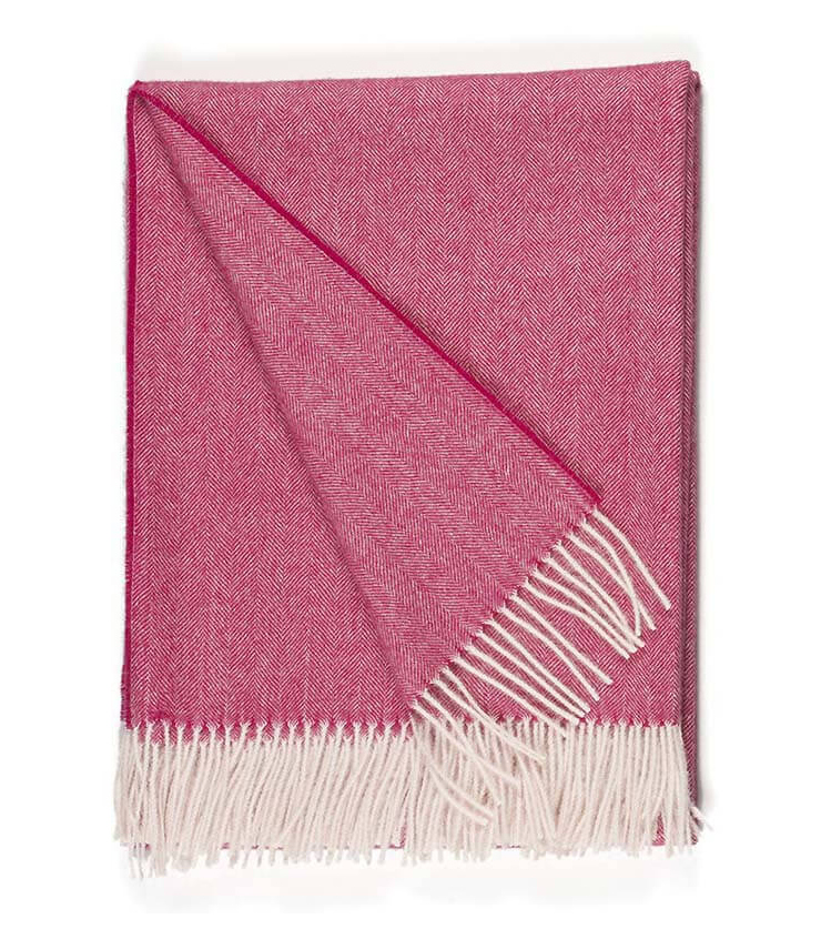 Plaid Laine Alpaga Luxe Chevrons Roses 130 X 180cm