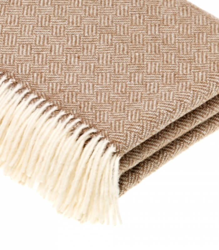 Plaid 100% laine mérinos marron glacé : Plaid Addict, vente en ligne de ...