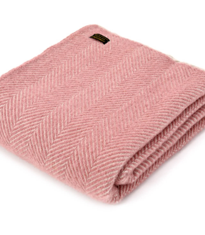 Plaid 100% laine chevrons rose pâle et perle : Plaid Addict, vente en ...