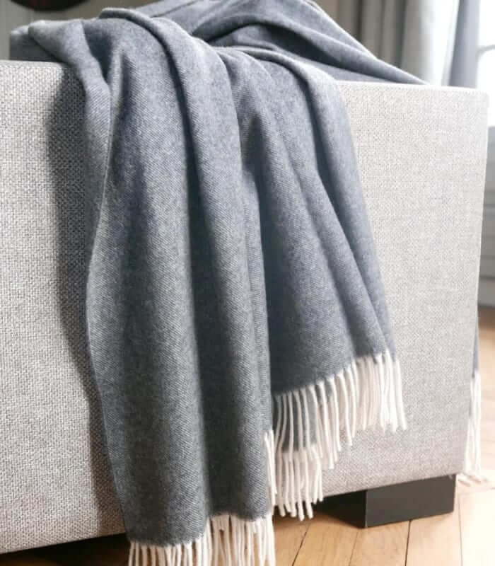 Plaid 100% cachemire luxe gris - edition spéciale 140 x 200 cm : Plaid ...