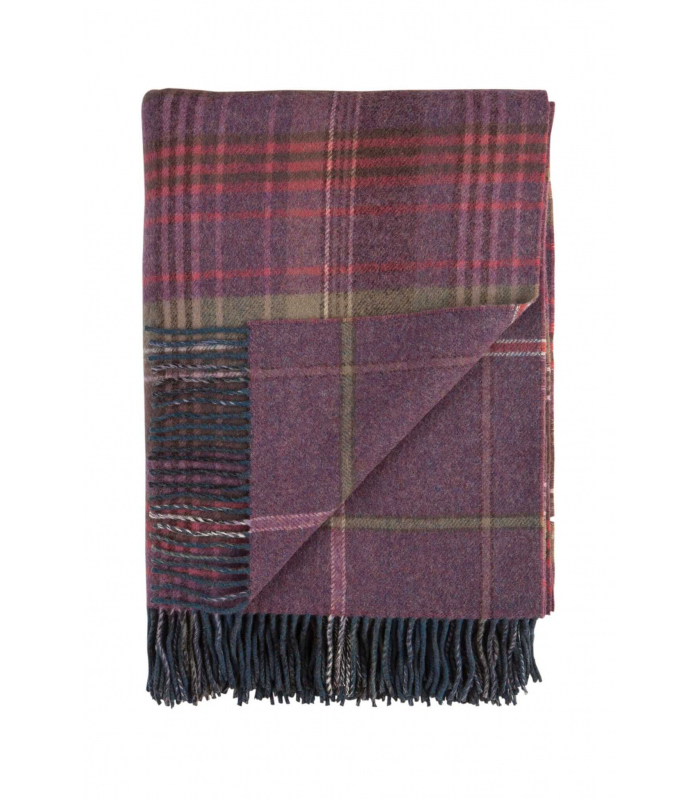 Plaid laine écossais scottish heritage luxe mauve 140 x 190 cm : Plaid ...