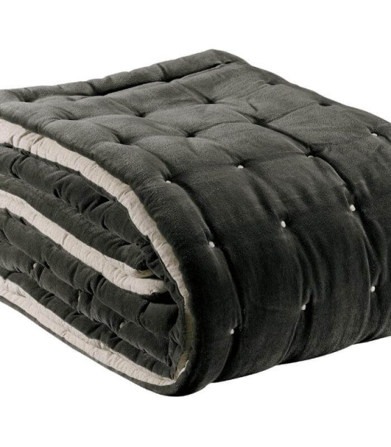 Edredon Bout de Lit Velours Beige 85X200cm