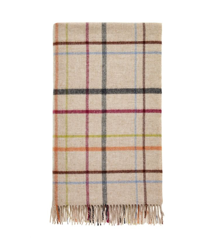 Plaid Laine Beige à carreaux - Doux et confortable!