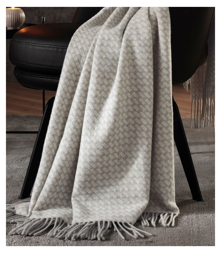 Plaid Cachemire Gris Clair 130 X 170 cm - Collection CORTINA
