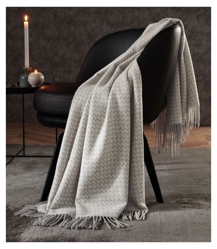 Plaid Cachemire Gris Clair 130 X 170 cm - Collection CORTINA